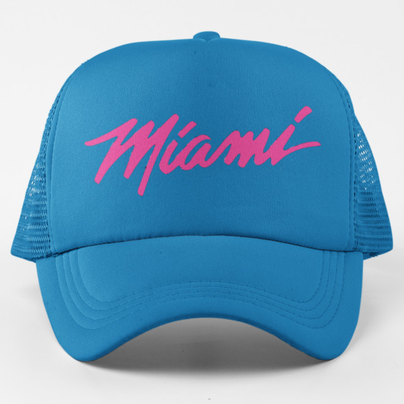 Accessories | New Miami Heat Vice Nights 1988 Script Foam Trucker Mesh ...